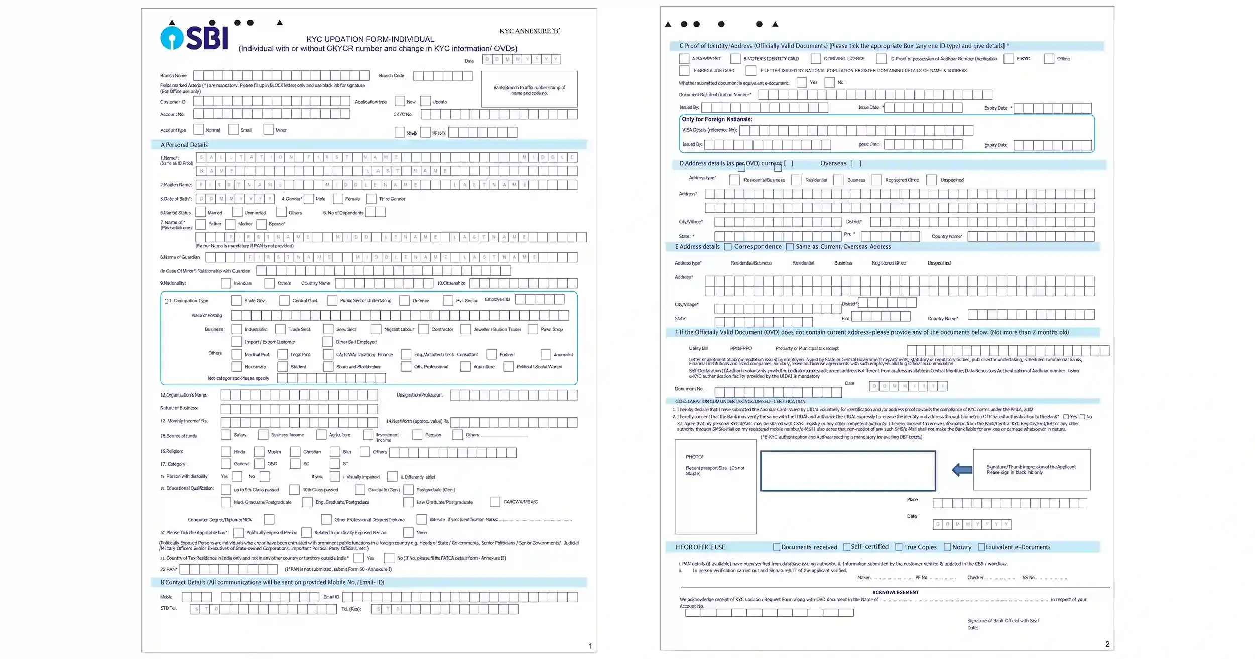SBI KYC Update Online, YONO and Branch Guide